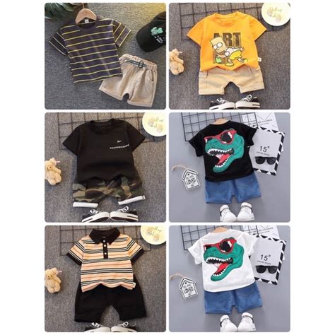ส่งไวจากไทยชุดเด็กใส่เที่ยวเสื้อกางเกง เสื้อผ้าเด็กผู้ชาย Size80 120