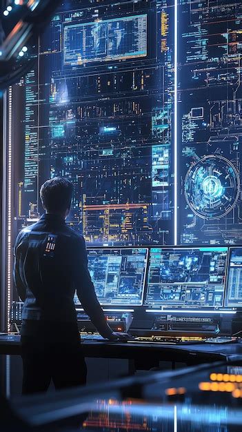 A Cybersecurity Expert Is Focused On Monitoring Multiple Screens In