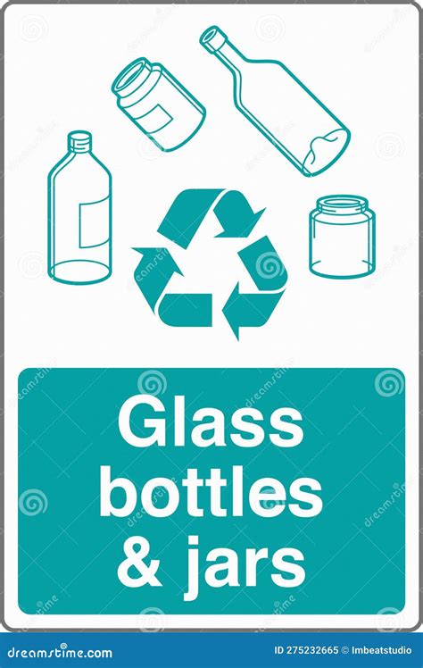 Recycling Waste Management Trash Bin Label Sticker Sign Glass Bottles