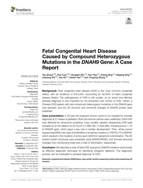 PDF Fetal Congenital Heart Disease Caused By Compound Heterozygous