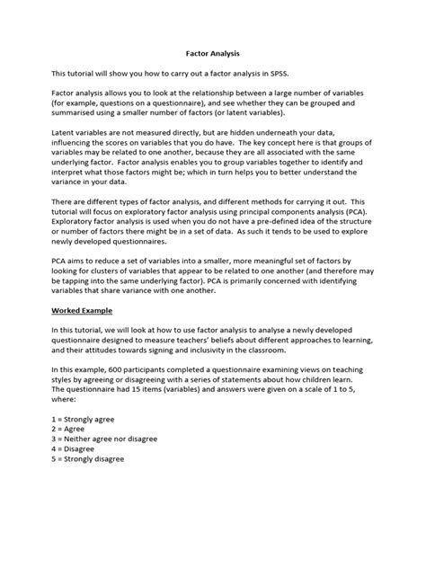 Factor Analysis Pdf Factor Analysis Principal Component Analysis