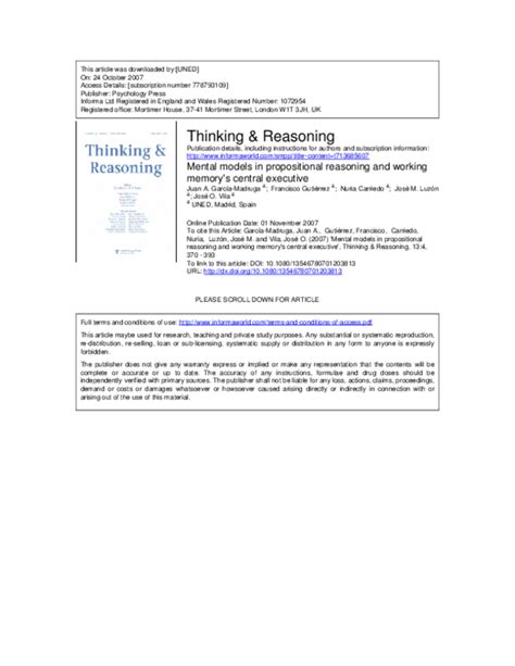 mental models in propositional reasoning and working memory s central