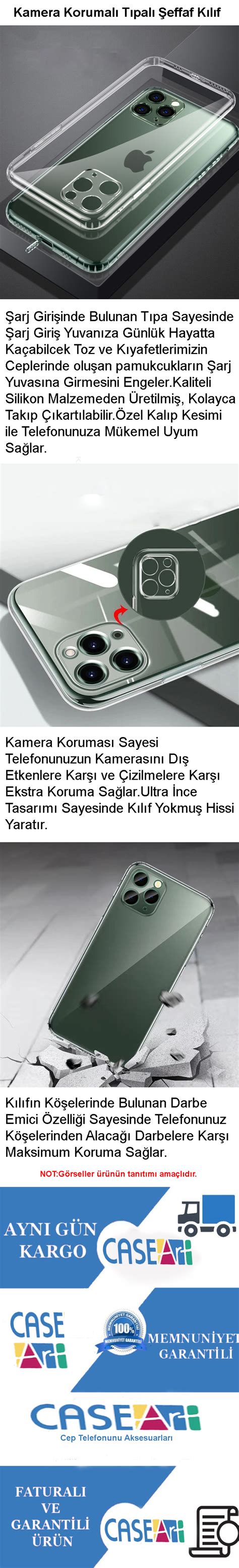 iPhone Uyumlu Pro Kamera Korumalı Tıpalı Silikon Şeffaf Kılıf Şeffaf Şeffaf Fiyatları ve
