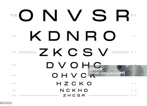 Logmar Chart Eye Test Chart Medical Illustration Line Vector Sketch Style Outline Isolated On