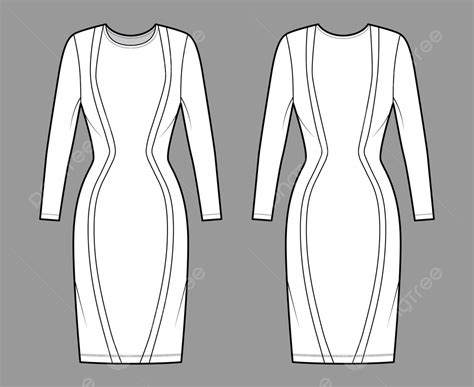 Technical Fashion Illustration Of A Dress Panel Featuring An Hourglass