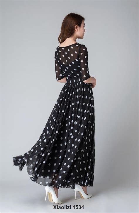 Black And White Polka Dot Dress Illusion Prom Dress 1534 Xiaolizi