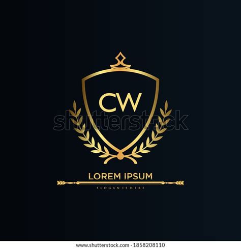 Cw Letter Initial Royal Templateelegant Crown Stock Vector Royalty
