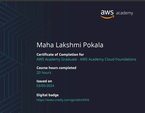 Maha Lakshmi Pokala On Linkedin Awsacademy Cloudfoundations Aws Cloudcomputing Amazon