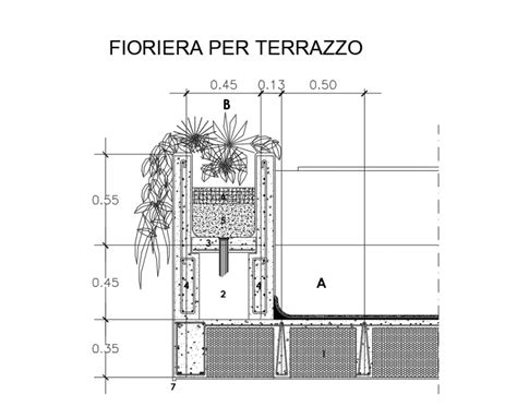 Terrace Planter Front View Cad Drawing Details That Includes A Detailed