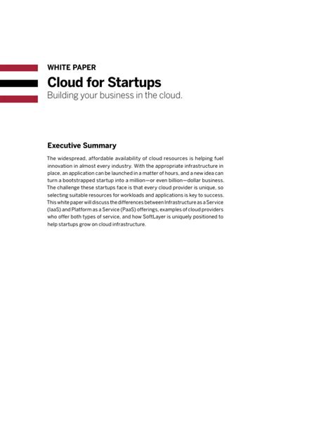 E27 White Paper Cloud For Startups Pdf Cloud Computing Platform As A Service