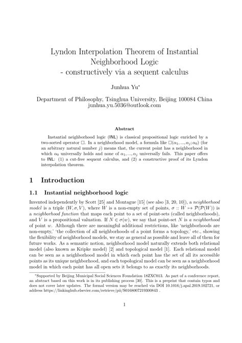 pdf lyndon interpolation theorem of instantial neighborhood logic