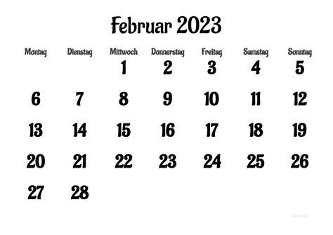 Kalender Februar 2024 Zum Ausdrucken PDF XLS PNG
