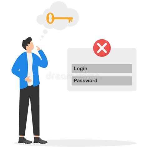 Concept Of Forgotten Password Key Account Access Man Forgot The Password Stock Illustration