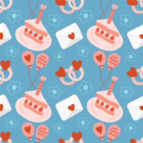 Cute Icons Valentine Seamless Blue Design For Wrapping Paper 11626338