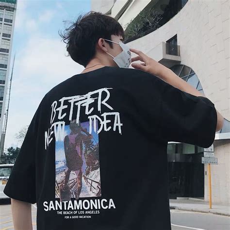 เสื้อยืดแขนสั้นผู้ชาย พิมพ์ลายเท่ๆใส่สบาย มี 2 สี ขาวดำ Shopee Thailand