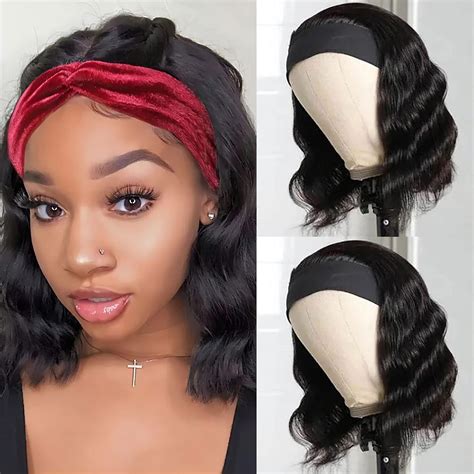 Ulaphence Wear And Go Curly Bob Human Hair Wig With Bangs