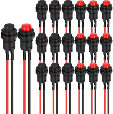 20 Stuks Ronde Mini Drukknoppen 12 Mm Vergrendeling Drukknopschakelaar Ac 250 V 15 A Bol