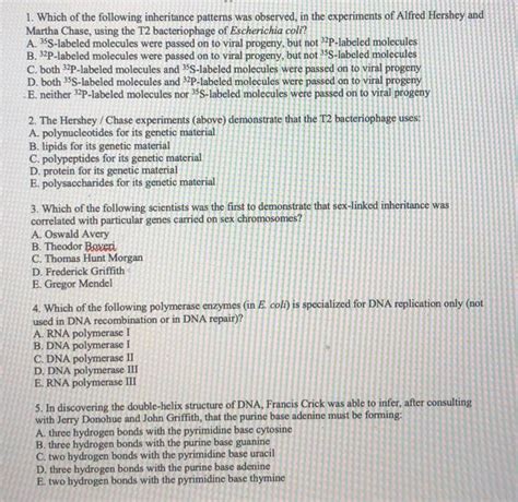 Solved 1 Which Of The Following Inheritance Patterns Was
