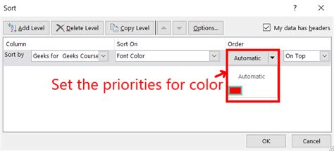 How To Sort Data By Color In Excel Geeksforgeeks