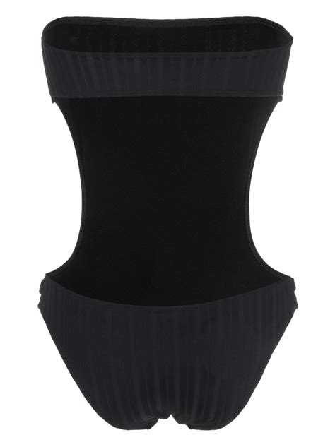 Gimaguas Nicole Ribbed Strapless Swimsuit In Black Modesens