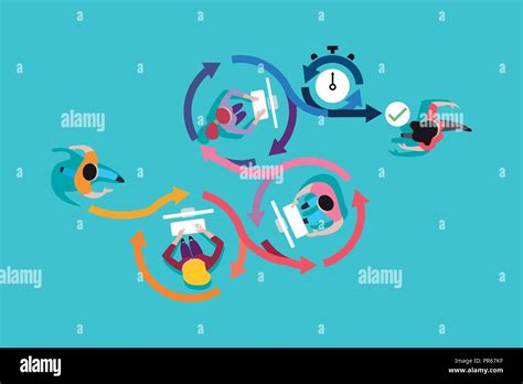 Vector Illustration Agile Development Workflow Method Top View Of