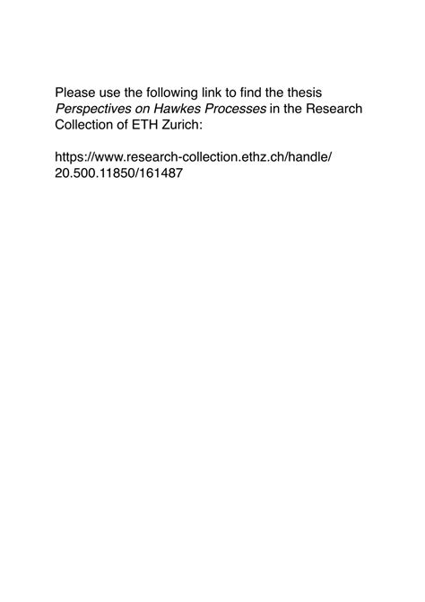 Pdf Perspectives On Hawkes Processes