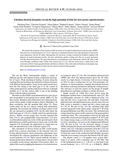 Pdf Ultrafast Electrons Dynamics Reveal The High Potential Of Inse