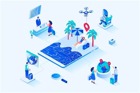 Premium Vector Travel Vacation 3d Isometric Web Design Vector Web