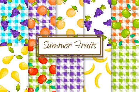 Summer Fruits 10 Seamless Patterns By Yopixart Thehungryjpeg