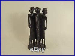 Vintage African Tribal Hand Carved Ebony 6 Men Wood Carving Sculpture