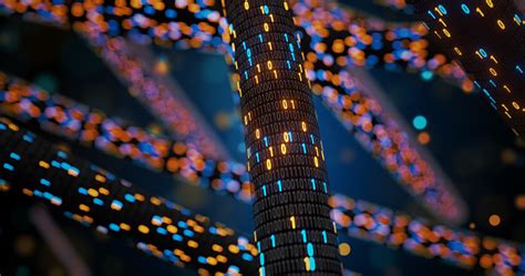 Abstract Blue And Orange Digital Binary Code Matrix Background With