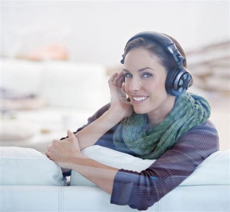 Premium Photo Portrait Smile And Woman With Music Headphones On A
