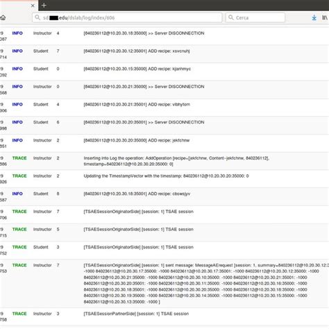 an extract of the execution logs of level info and trace generated