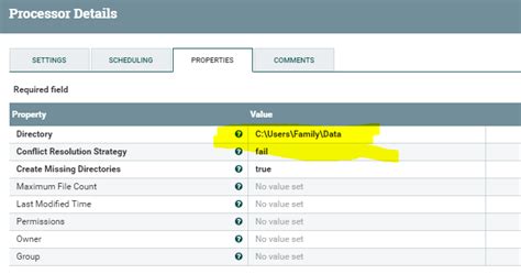nifi putfile processor what directory to use n cloudera