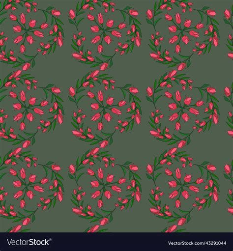 Seamless Pattern Floral Outline Hand Draw Vector Image