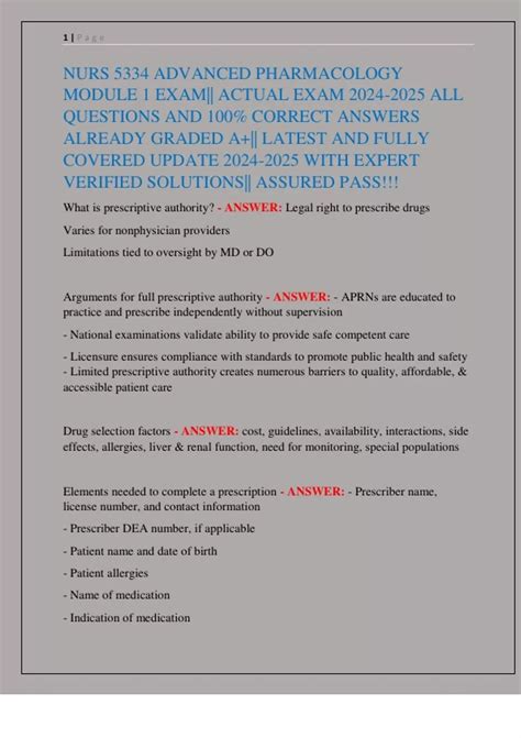 NURS 5334 ADVANCED PHARMACOLOGY MODULE 1 EXAM ACTUAL EXAM ALL
