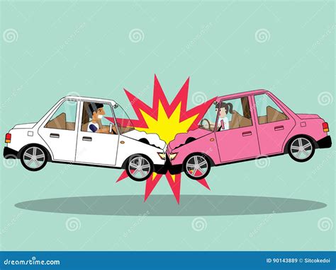 Dos Coches Delanteros Chocan Golpe Ilustración del Vector Ilustración