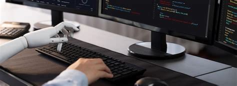Premium Photo Collaboration Between Robotic Hand And Human Software Developer Trailblazing