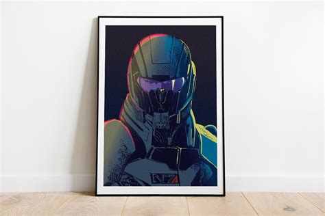 Commander Shepard Portrait From Mass Effect Pop Art Inspired Poster Etsy