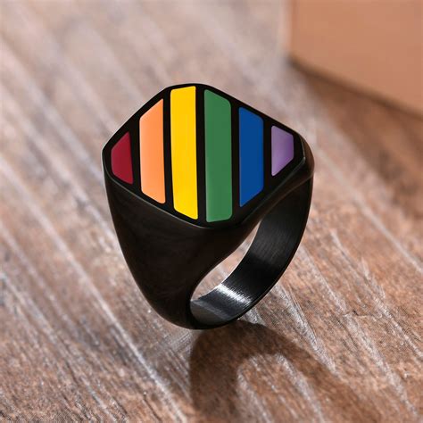 Stainless Steel Rainbow Ring Men Promise Jewelry L Grandado