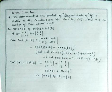 11 1 Pt A And B Are Nxn Matrices Check The True Statements Below A