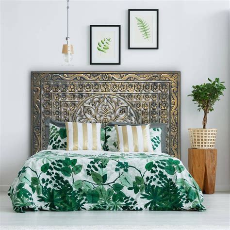Tête de lit bois sculpté style oriental cm Marbella Bronze Tête de Lit Pas Cher