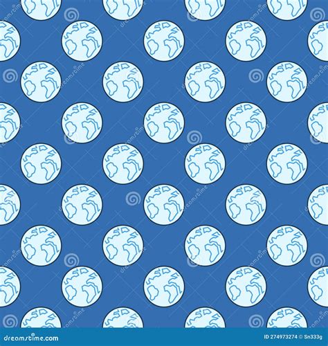 Vector Earth Globe Concept Blue Seamless Pattern Or Background Stock