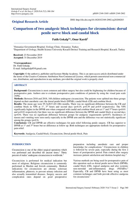 Pdf Comparison Of Two Analgesic Block Techniques For Circumcision Dorsal Penile Nerve Block