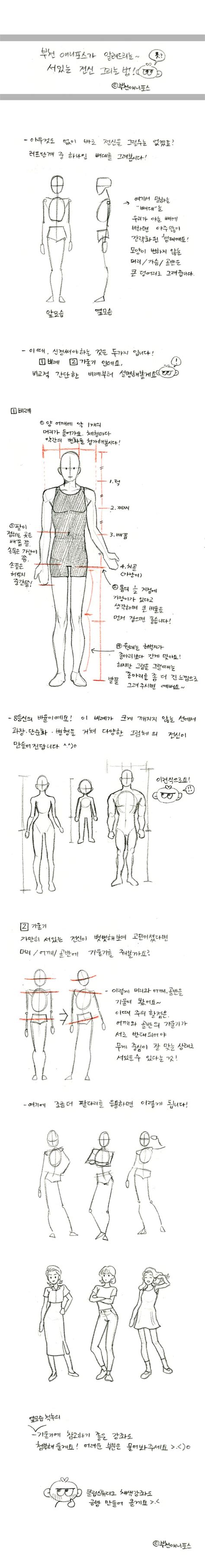 부천만화학원애니포스 전신 그리기 강좌 네이버 블로그 Drawings Art Reference Drawing Tips