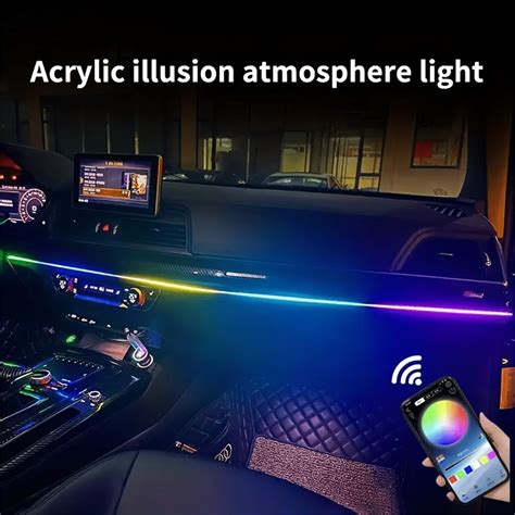64 Colors USB Car LED Ambient Light Acrylic Strips Dashboard Lights RGB