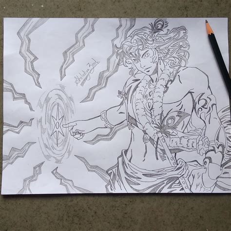 Lord Krishna Drawing In Anime Drawing Books Book Art Lord Krishna Sketch