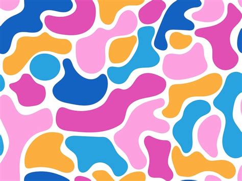 Premium Vector Random Hand Drawn Blob Stain Liquid Seamless Pattern Vibrant Colors Organic