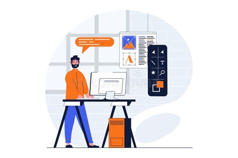 App Development Web Concept With Character Scene Vector Illustration