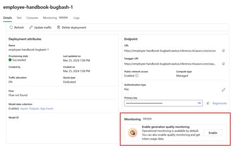 배포된 프롬프트 흐름 애플리케이션의 품질 및 토큰 사용 모니터링미리 보기 Azure Ai Foundry